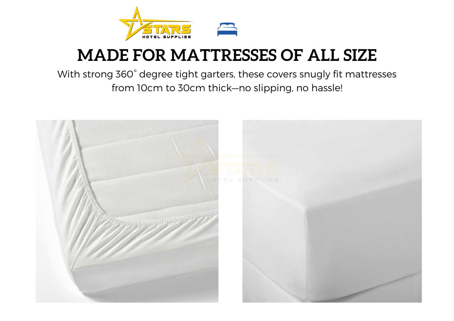 Plain White 4 in 1 Fitted Bedding Set - STARS Hotel Supplies